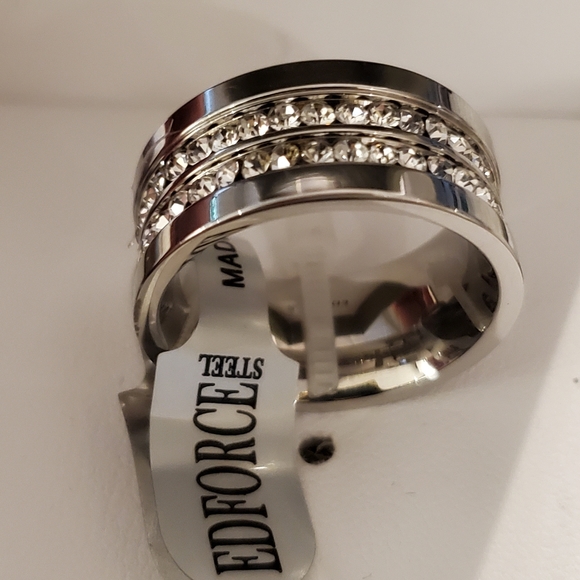 Edforce | Jewelry | Edforce Stainless Steel Ring Crystal Diamond Sz 7 ...